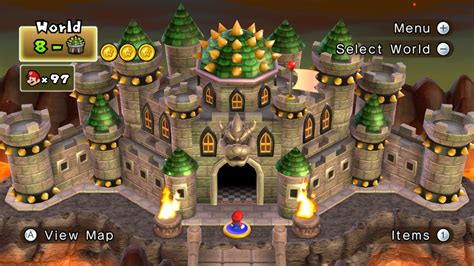 File Nsmbw Bowsers Castle World Map Screenshot Png Super Mario Wiki