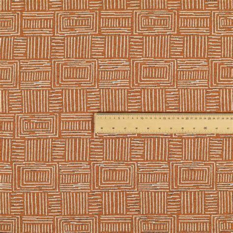 Piccadilly Collection Gingham Pattern Woven Upholstery Orange Chenille