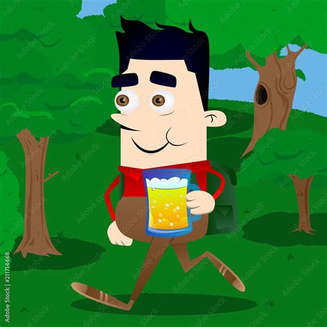 Cartoon Guy Drinking Beer