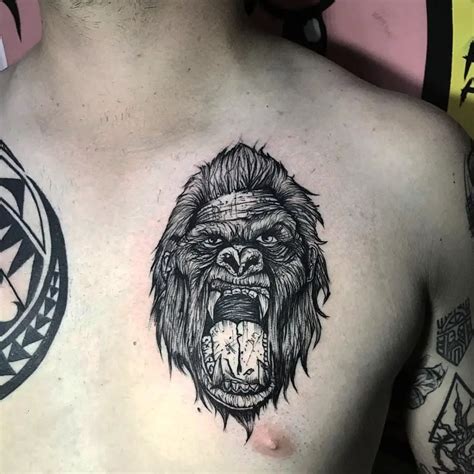 Gorilla Roaring Tattoo