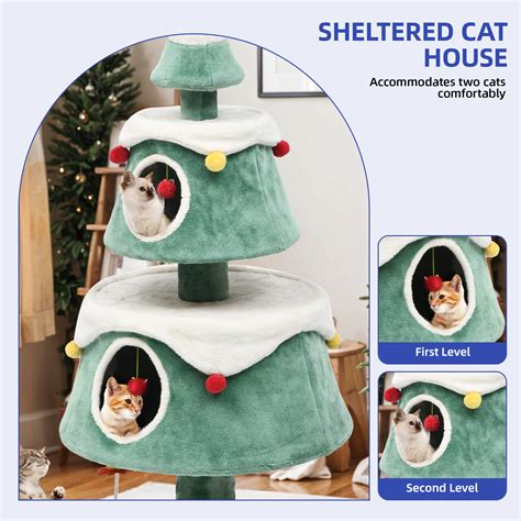 Modfusion 63” Christmas Cat Tree Tower Multi Level Cat Condo With 2