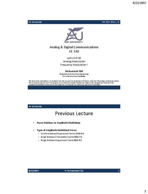 Lecture 06 Analog Modulation Frequency Modulation I Analog And Digital