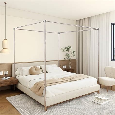 Modern Canopy Bed Frame Harper And Bright Designs Espresso Brown Wood