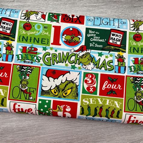 Grinch Fabric Patch Holiday Dr Seuss Robert Kaufman How The Grinch