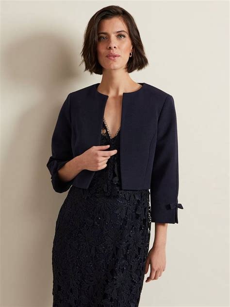Phase Eight Zoelle Bow Detail Cuff Jacket Navy