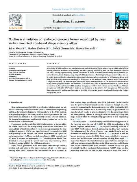 Pdf Nonlinear Simulation Of Reinforced Concrete Beams Retrofitted By Near Surface Mounted Iron