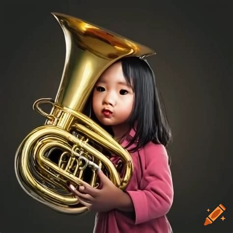 Asian Girl Playing The Tuba On Craiyon