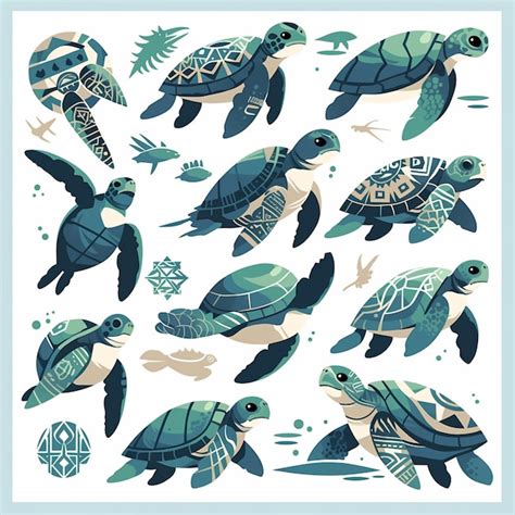 Premium Vector Malaysian Sea Turtle Patterns With Natural Elements