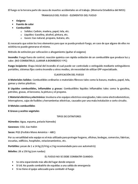 Platica Sobre Extintores Pdf Combustibles Incendios