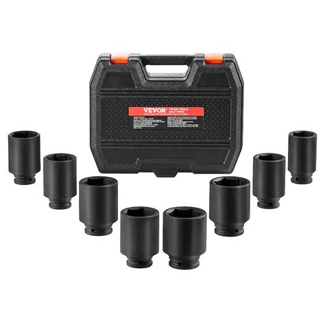 Vevor Axle Nut Impact Socket Set 3 4drive Deep 6 Point 8 Piece Sae