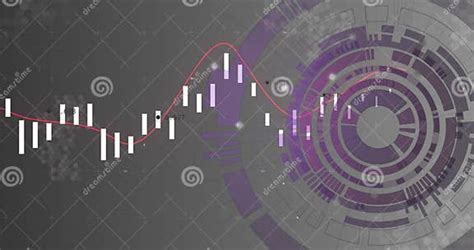 Candlestick Chart And Data Visualization Over Abstract Circular Image