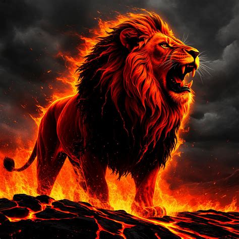 Lava In Lava Silhouette Of A Roaring Lion — Image Created In Shedevrum