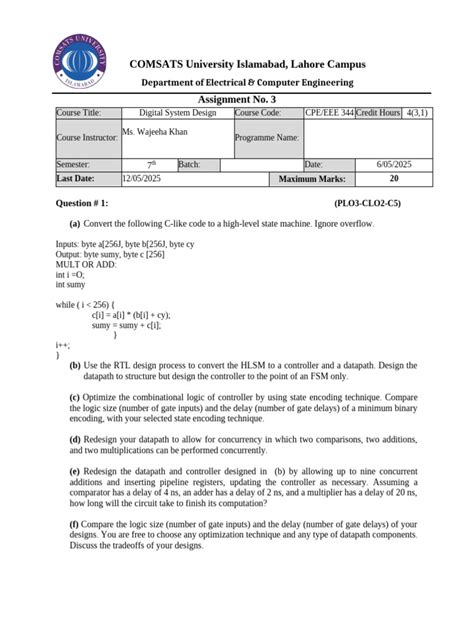 Cpe344digital System Designassignment 3 Pdf Cpe344digital System Designassignment 3 Pdf