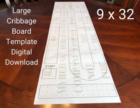 Large Cribbage Board Hole Pattern Paper Template Digital Download 9 X