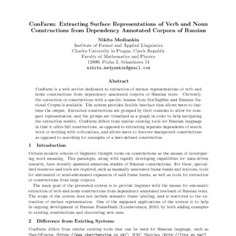 Confarm Extracting Surface Representations Of Verb And Noun