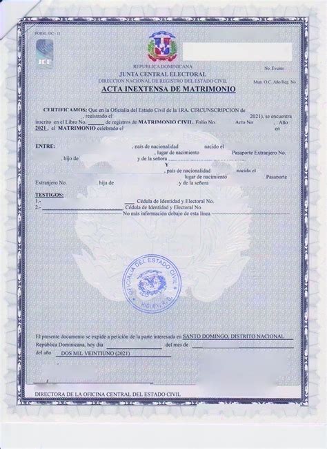 Acta Inextensa De Matrimonio Dominikanische Republik Urkundenübersetzer Online