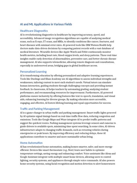 Ai Ml Applications Expanded Pdf Artificial Intelligence Intelligence Ai And Semantics