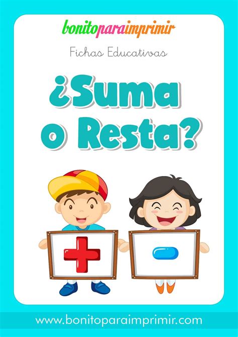 ¿ Suma O Resta 🖍👇👇 😆 Descarga Pdf Bonitoparaimprimir