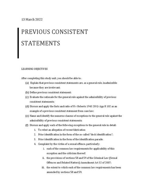 Previous Consistent Statements Pdf Witness Testimony Previous Consistent Statements Pdf Witness Testimony