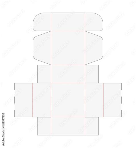 Simple Packaging Box Die Cut Template Blueprint Layout With Cutting And