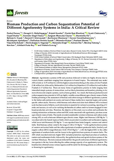 Pdf Biomass Production And Carbon Sequestration Potential Of