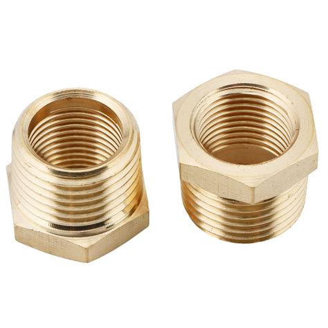 Us Solid 2pcs Brass Reducer Hex Bushing Brass Threaded Pipe Fitting