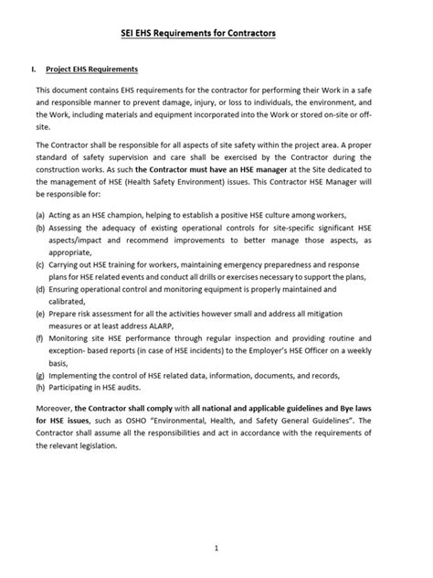 Ehs Contractor Requirements Guide Pdf Personal Protective Equipment Occupational Safety