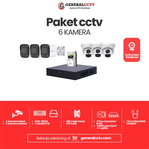 Paket Uniview IP Camera 6 Channel 2MP Audio General CCTV