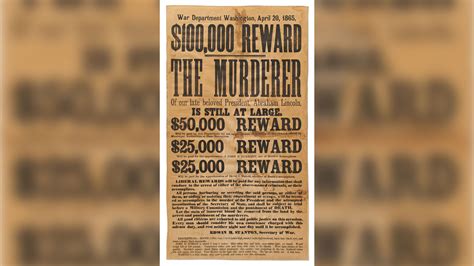 John Wilkes Booth Gezocht Poster Lincoln Assassination Wanted Poster