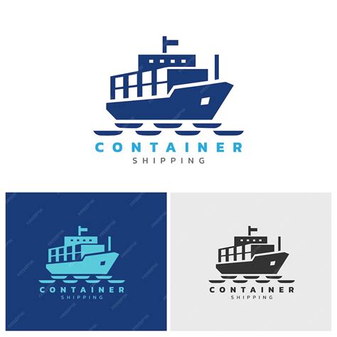 Premium Vector Container Ship Logo Blue Color Combination Suitable
