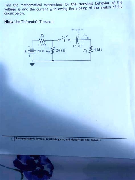 solved find the mathematical expression for the transient behavior of