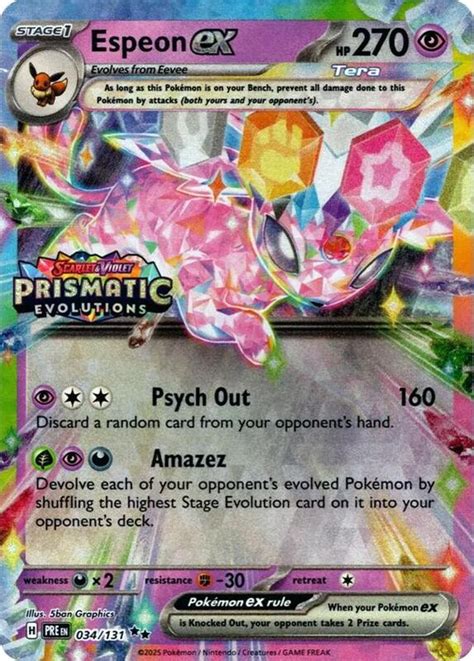 Espeon Ex 034131 Prismatic Evolutions Stamp Miscellaneous Cards
