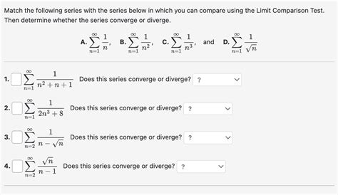 Solved Match The Following Series With The Series Below In Chegg Com