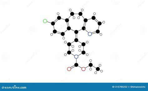 Loratadine Molecule Structural Chemical Formula Ball And Stick Model Isolated Image