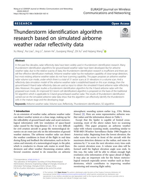 Pdf Thunderstorm Identification Algorithm Research Based On Simulated