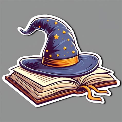 Stiker Kartu Sketsa Wizard Hat