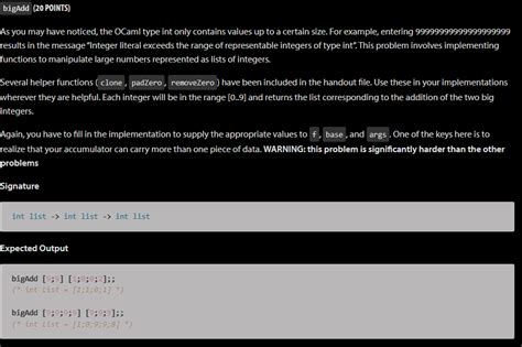 solved nt list int list − int list let bigadd 11 12 let