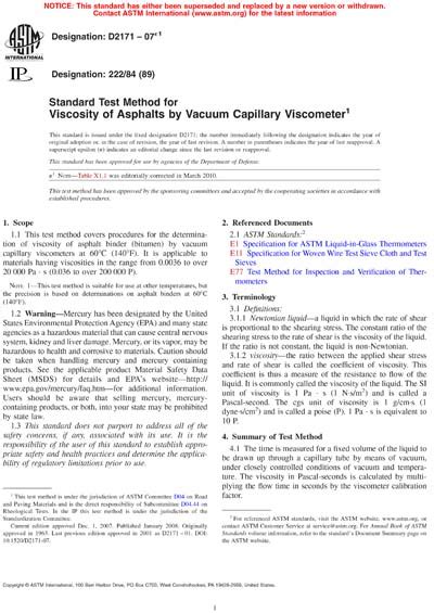 Astm D2171 07e1 Standard Test Method For Viscosity Of Asphalts By