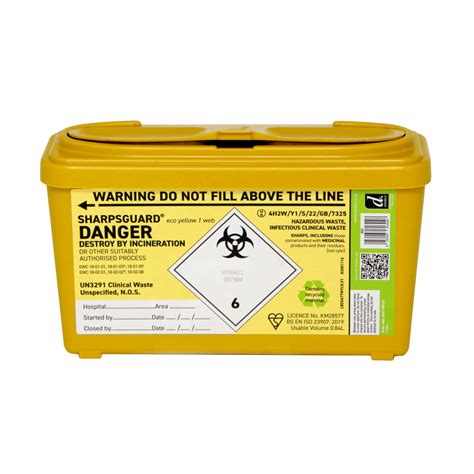 Sharpsguard Yellow 1 Litre Web Sharps Bin Single Medisave Uk