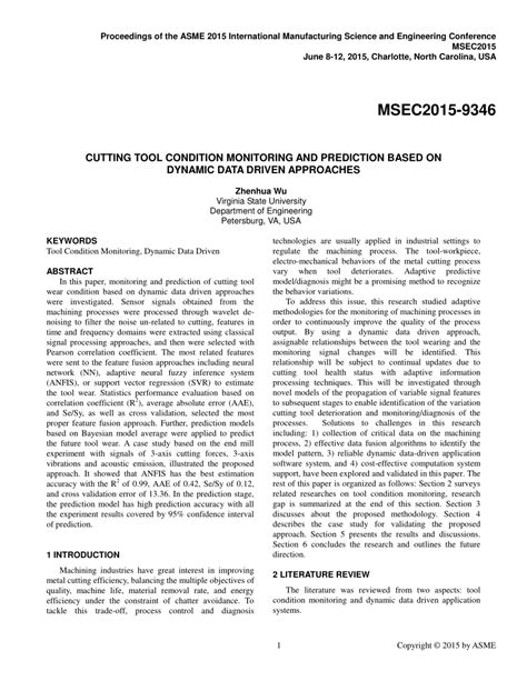 Pdf Cutting Tool Condition Monitoring And Prediction Based On Dynamic Data Driven Approaches