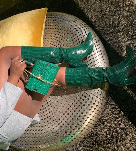 Green Thigh Boots Outfit Winter Fall Spring Outfit Ideas Plus