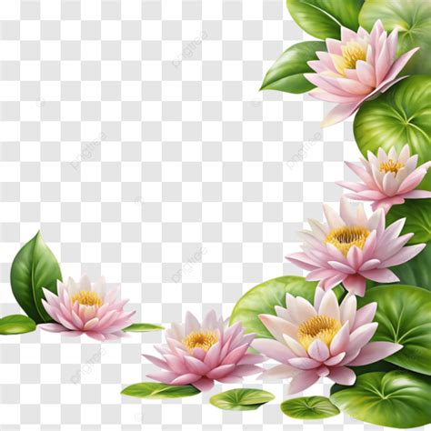 Serene Water Lily Corner Border Serene Water Lily Floral Png