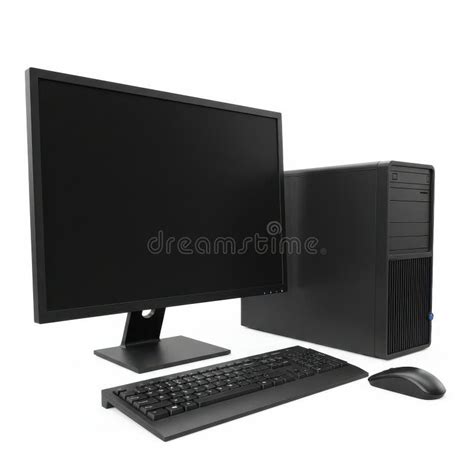 Computer Setup With Monitor Keyboard And Mouse Isolated On White