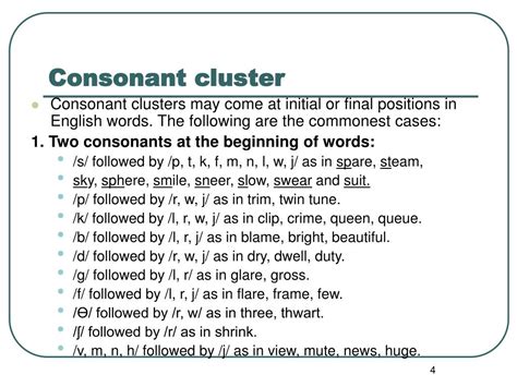 Types Of Consonant Clusters