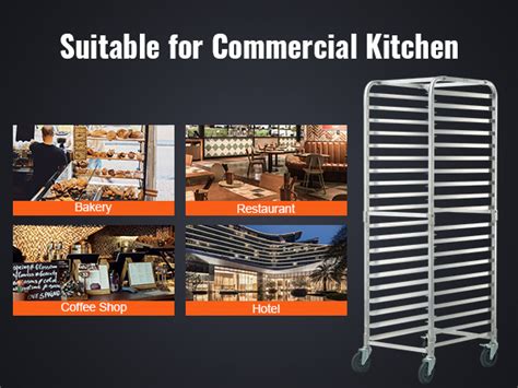 Vevor Bun Pan Rack 20 Tier Commercial Bakery Racks With Brake Wheels Aluminum Racking Trolley
