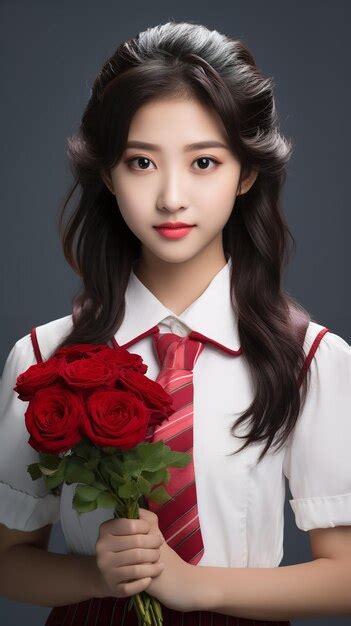 Premium Photo Portrait Of A Korean College Girl In Valentines Day