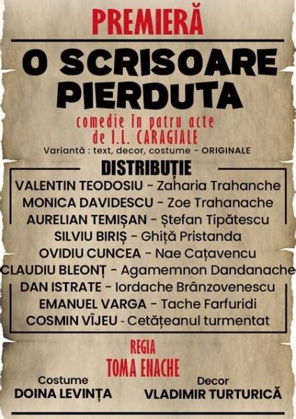Casa De Cultura A Sindicatelor Constanta Spectacol O Scrisoare Pierduta