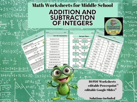 adding and subtracting integers middle school math worksheets teaching resources