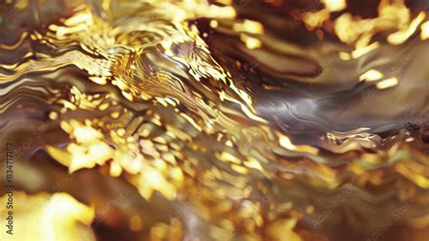 Abstract Liquid Gold Background Flowing Liquid Gold Texture Seamless