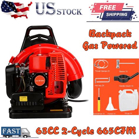 63cc 3hp 2 Stroke Backpack Gas Powered Leaf Blower High Strength Snow
